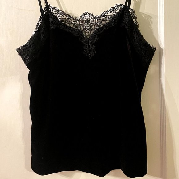 Tops | Velvet Lace Slip Top | Poshmark